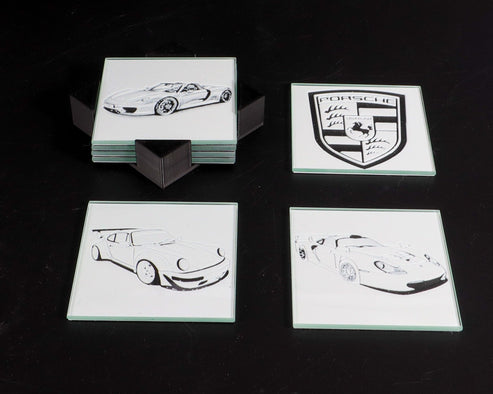 Porsche Coaster Set for Drinks with Holder, Barware, Set of 4 or 6 ...