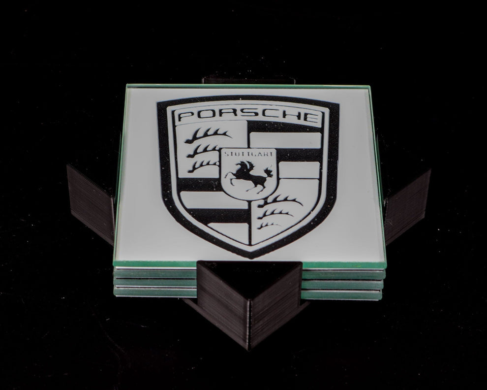 Porsche Coaster Set for Drinks with Holder, Barware, Set of 4 or 6 ...