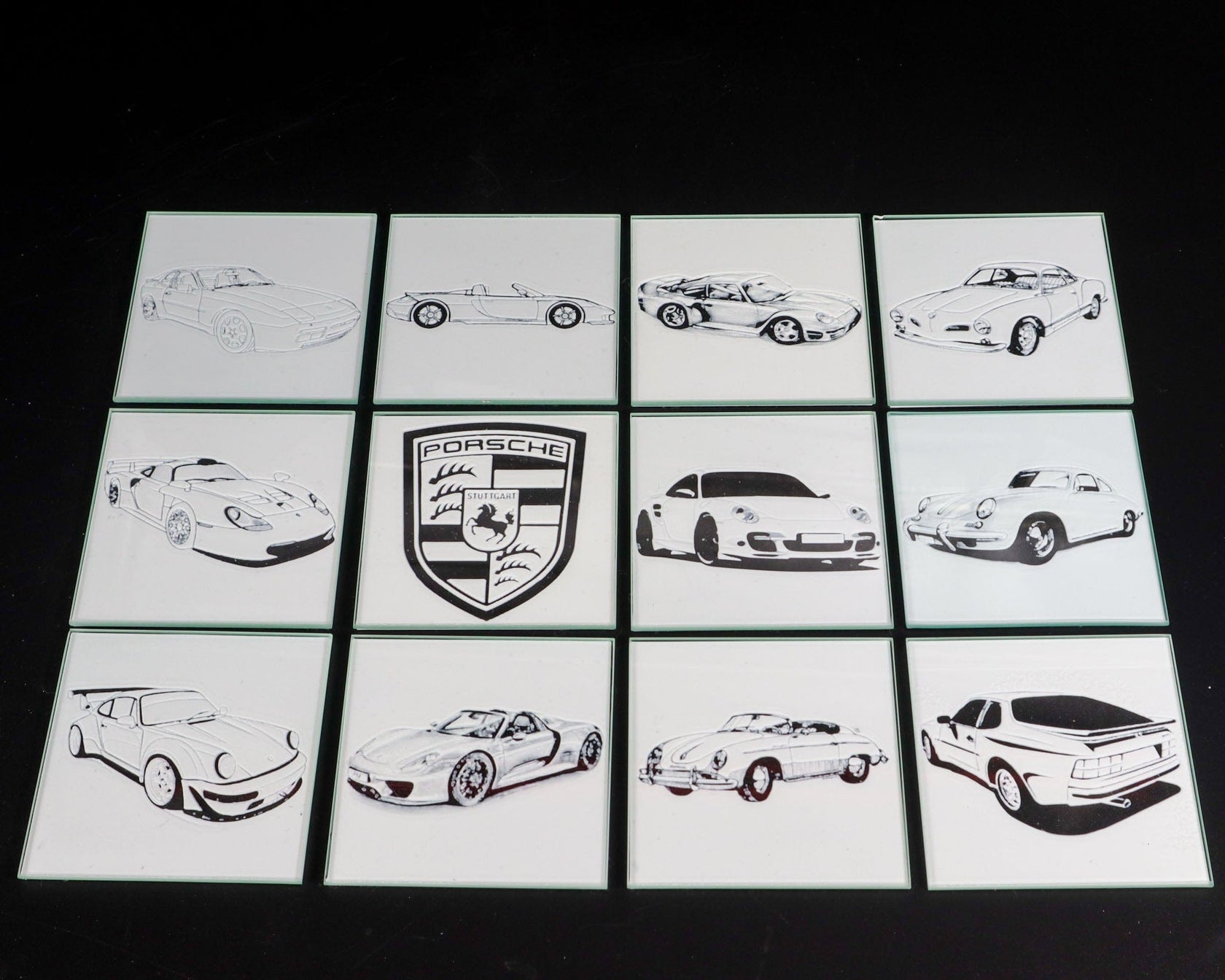 Porsche Coaster Set for Drinks with Holder, Barware, Set of 4 or 6 ...