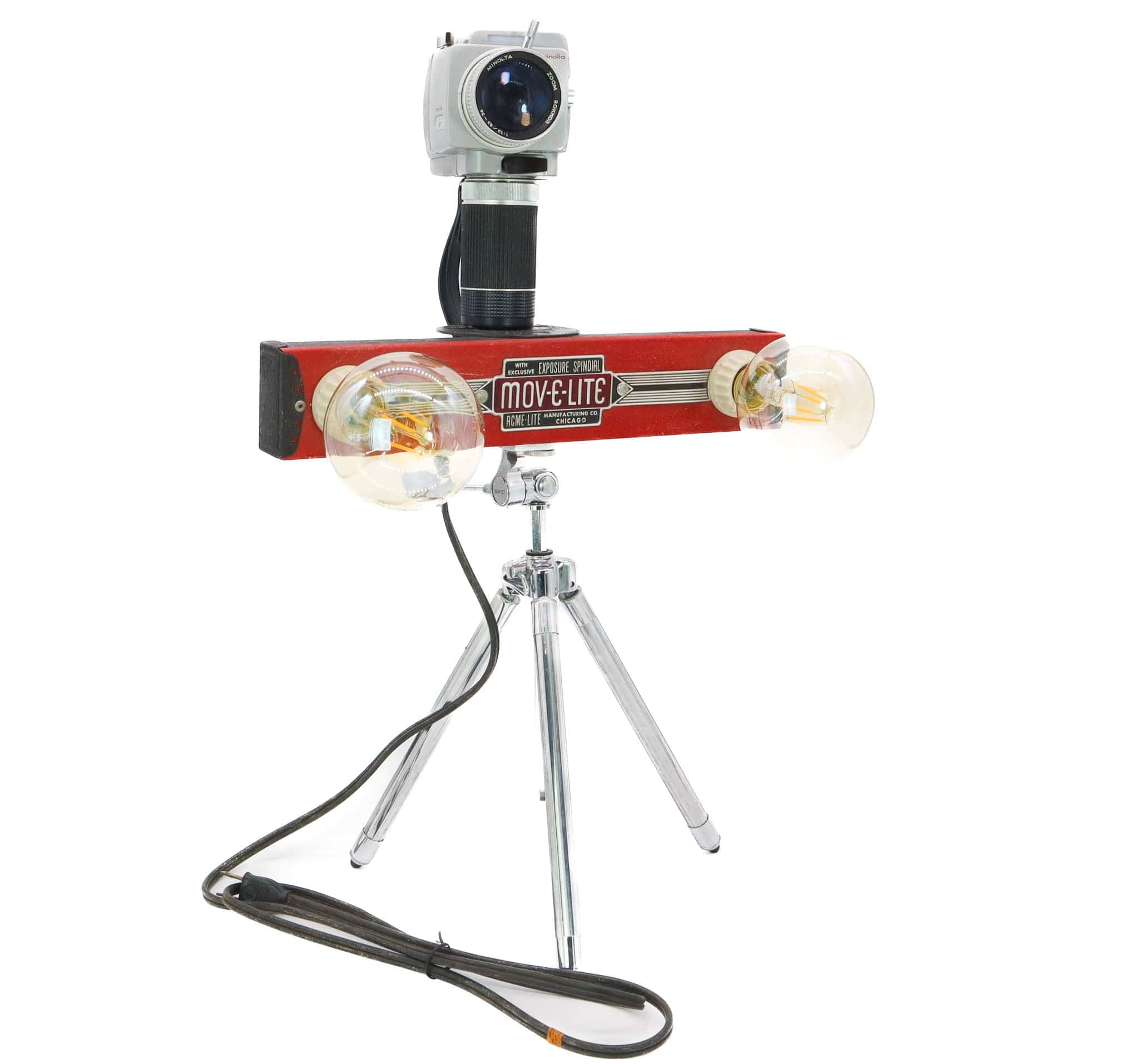 Movie Camera Lamp - 1960's 8mm Minolta Camera & Acme-Lite Light Bar on ...