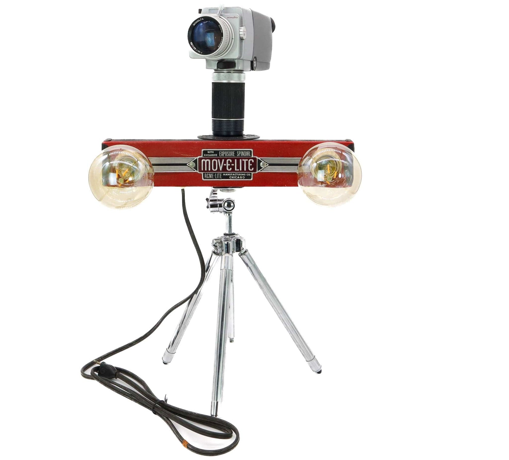 Movie Camera Lamp - 1960's 8mm Minolta Camera & Acme-Lite Light Bar on ...