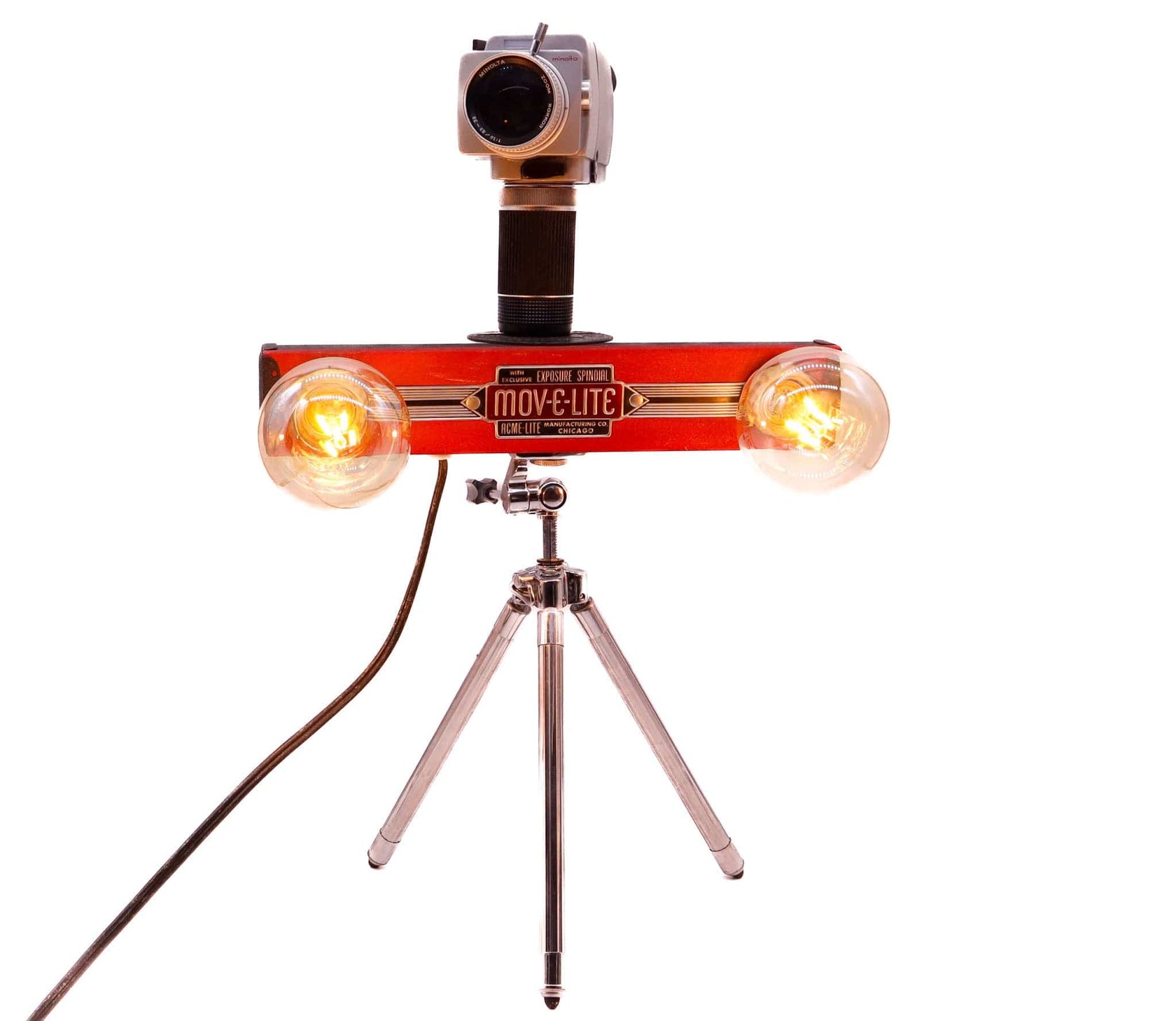 Movie Camera Lamp - 1960's 8mm Minolta Camera & Acme-Lite Light Bar on ...