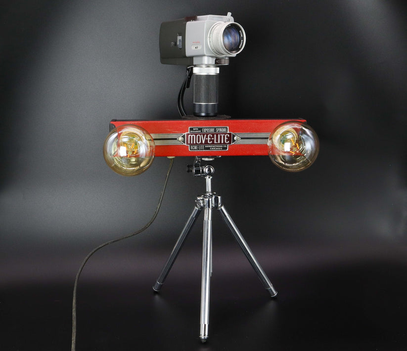Movie Camera Lamp - 1960's 8mm Minolta Camera & Acme-Lite Light Bar on ...