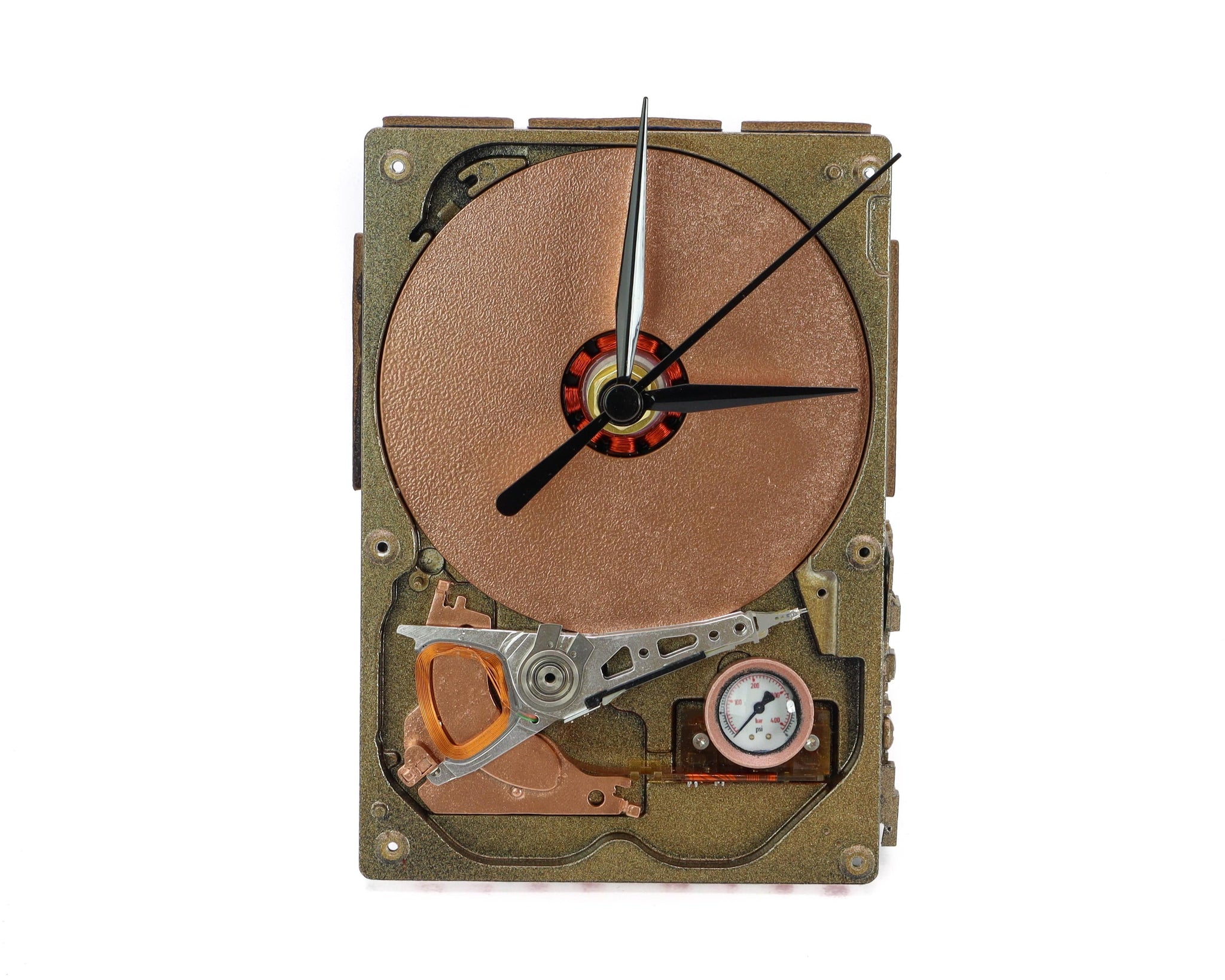 Upcycled Steampunk Antikythera Hard Drive Clock - Modern Desk Clock ...