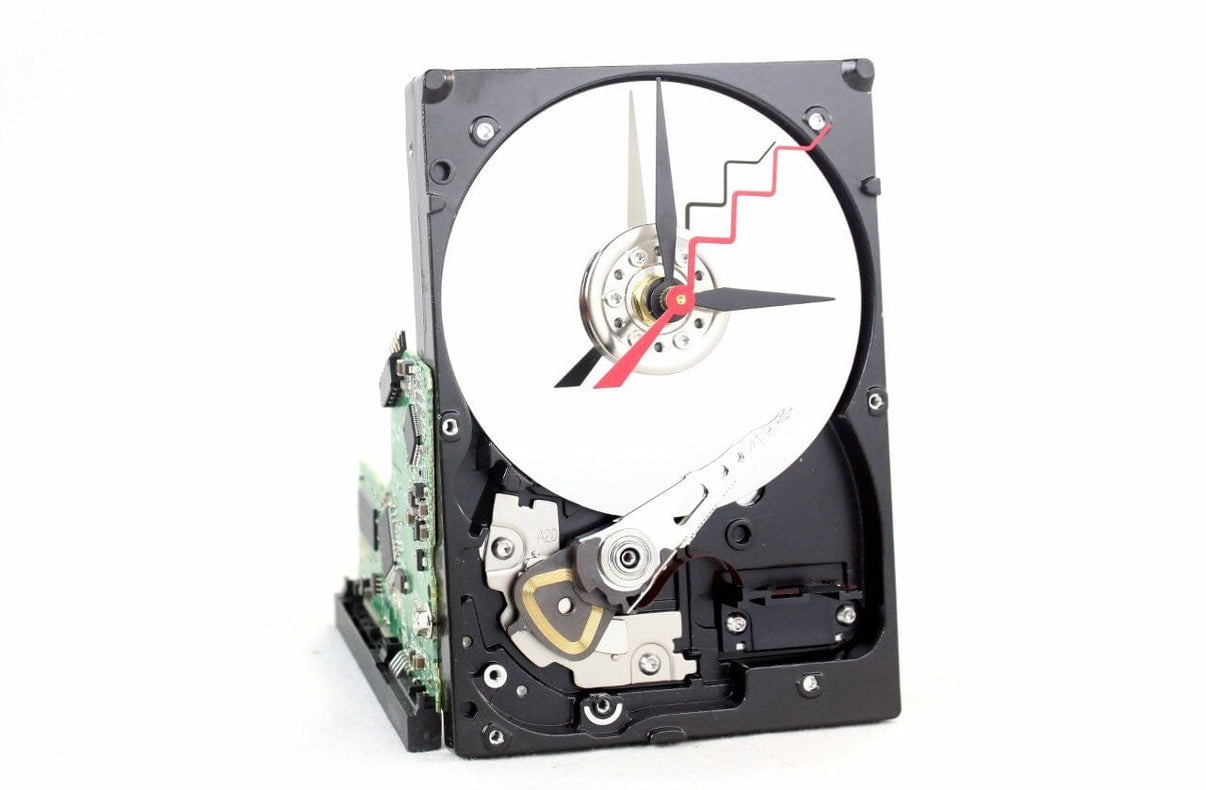Upcycled Black & Silver Hard Drive Clock - Modern Desk Clock - Gift fo ...